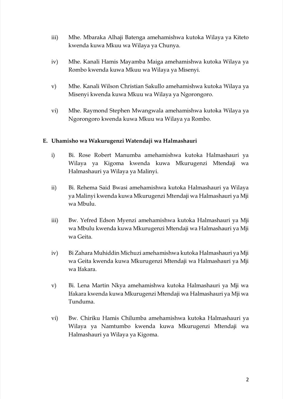 Rais Samia ateua, apangua Ma-Dc, wakurugenzi | JAMHURI MEDIA Rais Samia ateua, apangua Ma-Dc, wakurugenzi | JAMHURI MEDIA